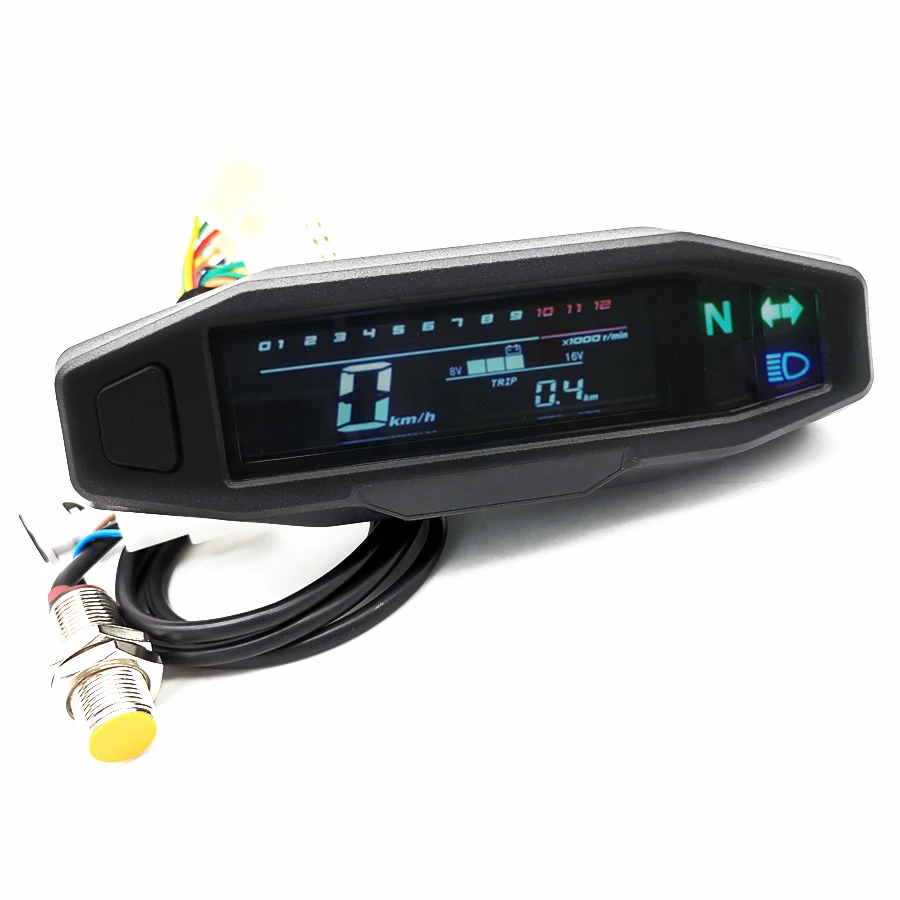 0 1200rpm Universal Motorcycle LCD Digital Speed Meter Mini Odometer ...