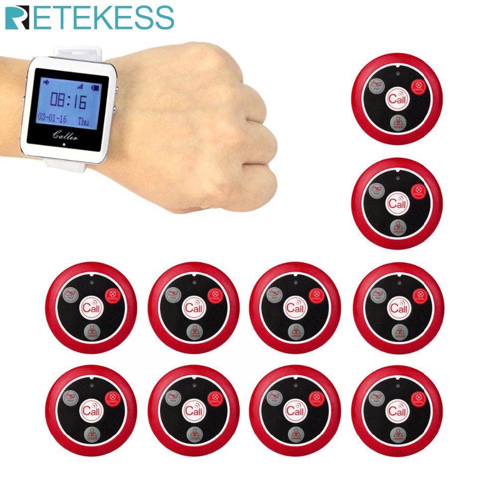 RETEKESS Wireless Waiter Calling System Guest Pager Waiter Watch ...
