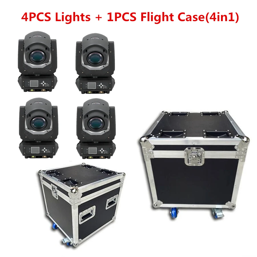 4PCS Lights + 1PCS Flight Case Led 200w 3in1 Beam/Spot Light DMX512 ...