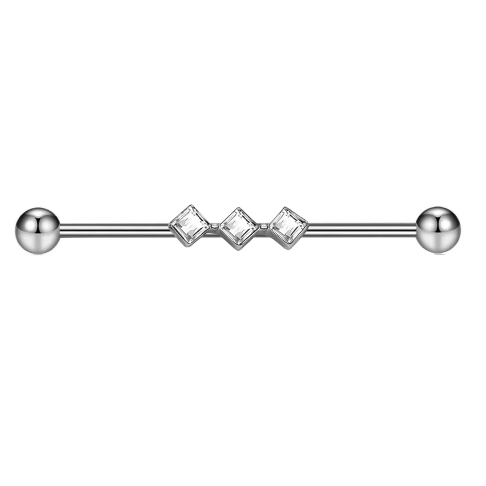 Bijoux perforés,Haltère industrielle en acier chirurgical 14G pour ...