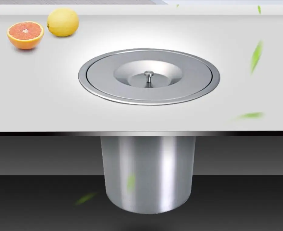 8L Tainless Steel Trash Can Flush Recessed Built-in Dustbin Trash Bin ...