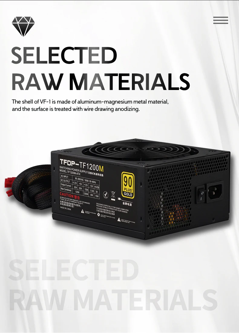 Active PFC Power Supply 1200W Moular 110V 220V 12V ATX 8PIN+2x6PIN SATA ...