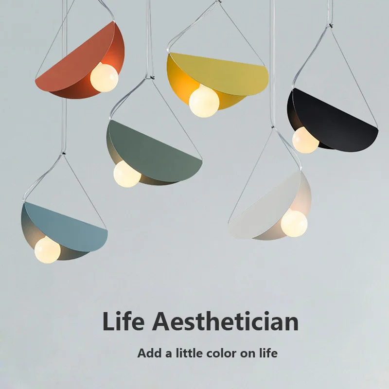 Nordic Geometry LED pendant light lamp colorful bedroom art iron ...