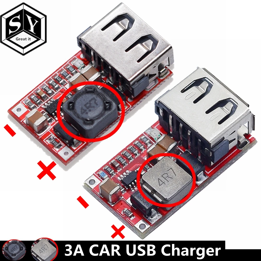 Módulo de carga USB para coche, convertidor reductor de CC de 12V y 5V ...