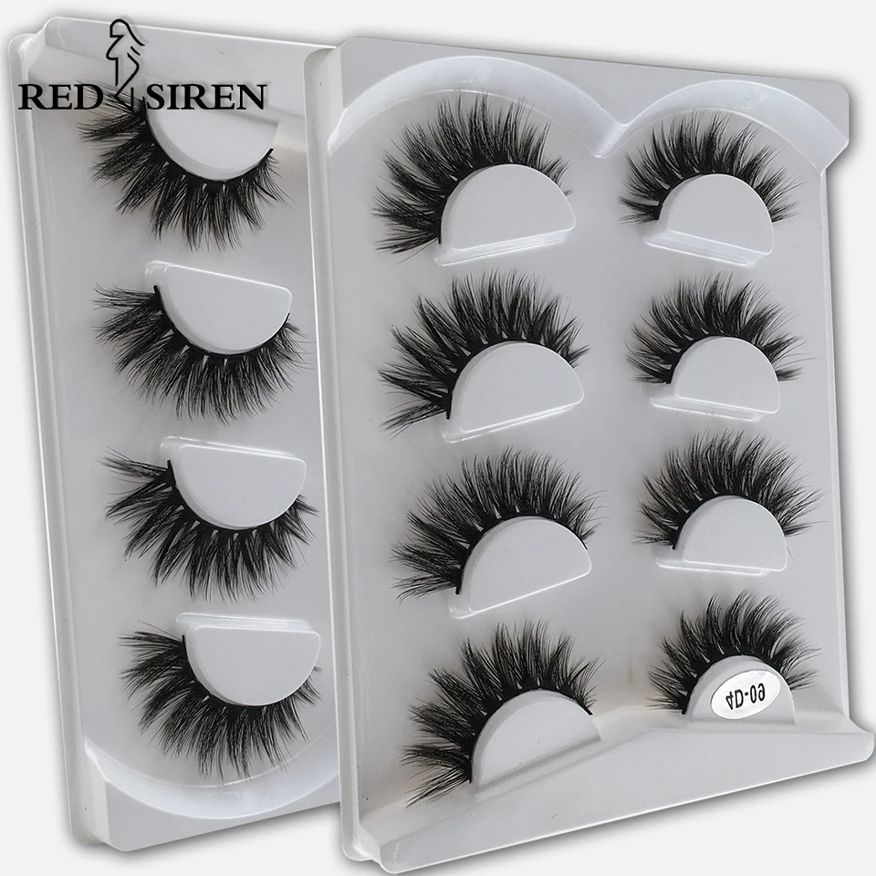 RED-SIREN-4-Pairs-Eyelashes-Faux-Mink-Lashes-Natural-Long-3D-Eyelashes ...