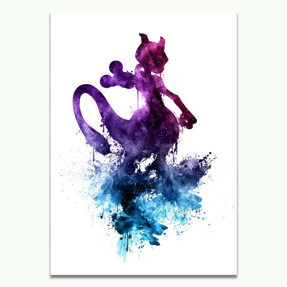 Mewtwo - Pokemon Art Silk Fabric Print Poster - KawaiiMerch.com