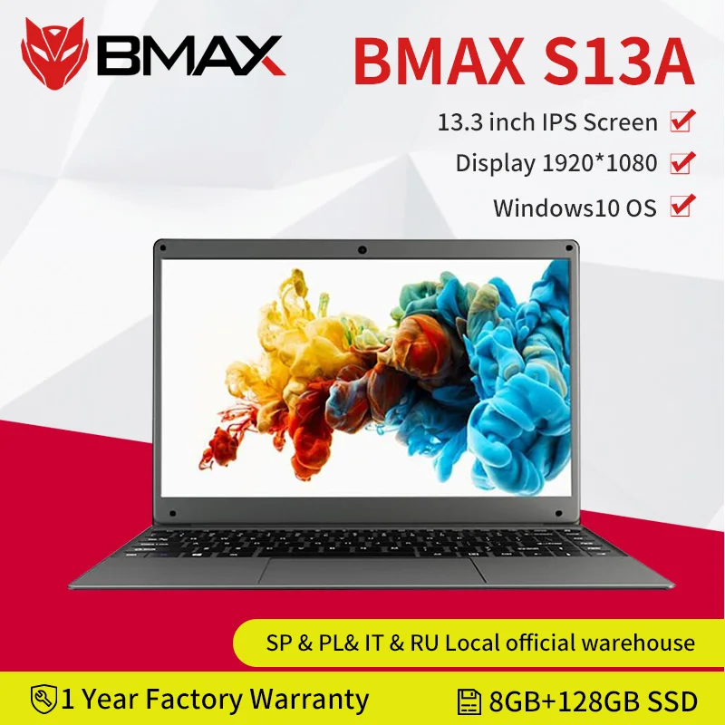 Nova chegada bmax s13a 13.3 polegada intel notebook window10 8gb lpddr4 ...