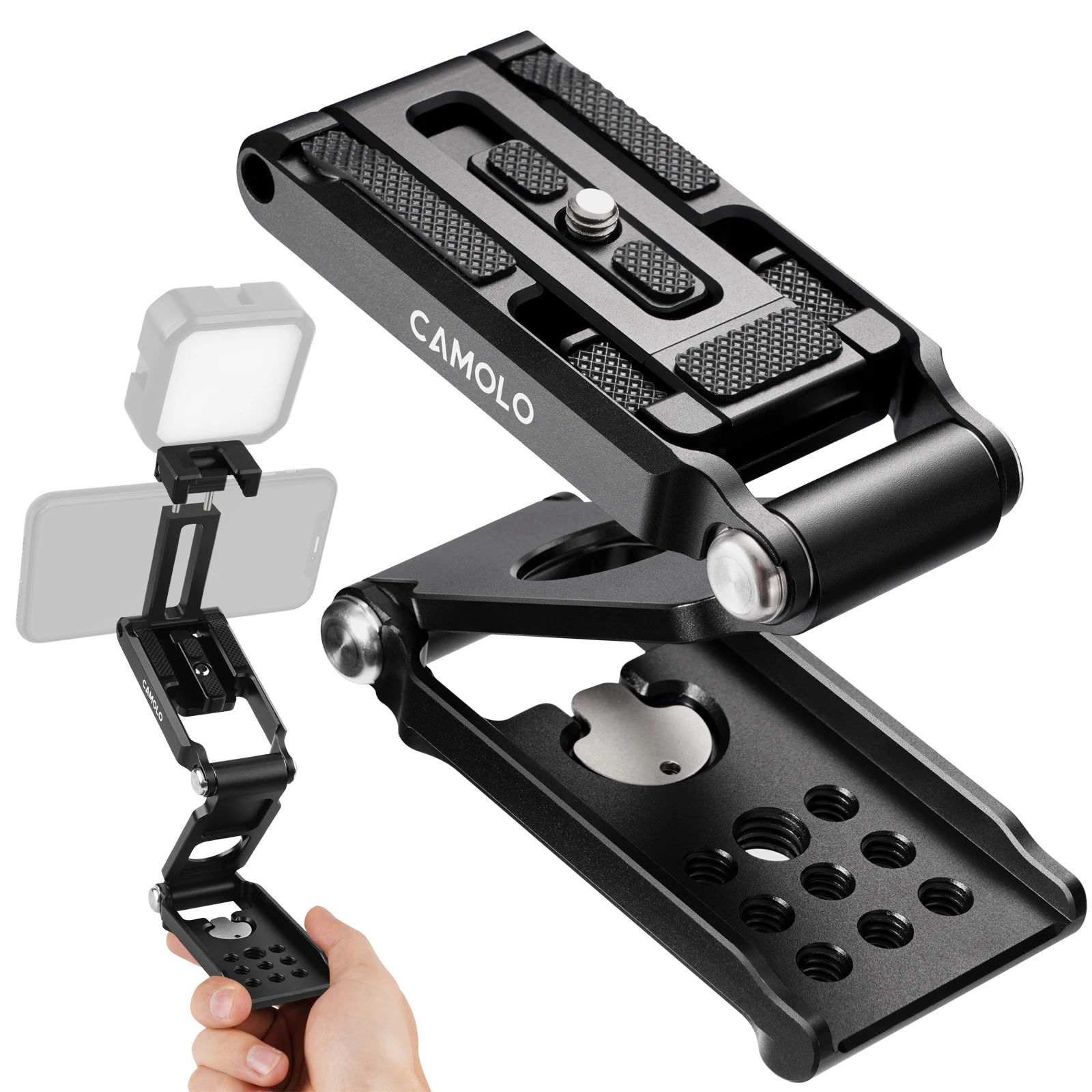 Metal Phone Holder Clamp Portable Z-Shape with Cold Shoe SmartPhone ...