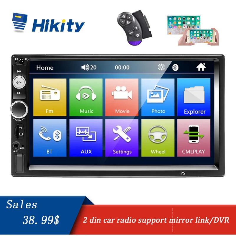 Hikity 2din universal carro multimídia mp5 player 7 "tela sensível ao toque auto estéreo rádio ...