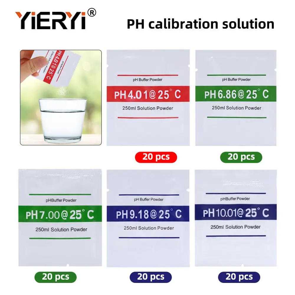 100pcs/set PH Test Meter Measure Calibration Solution PH Buffer Powder ...