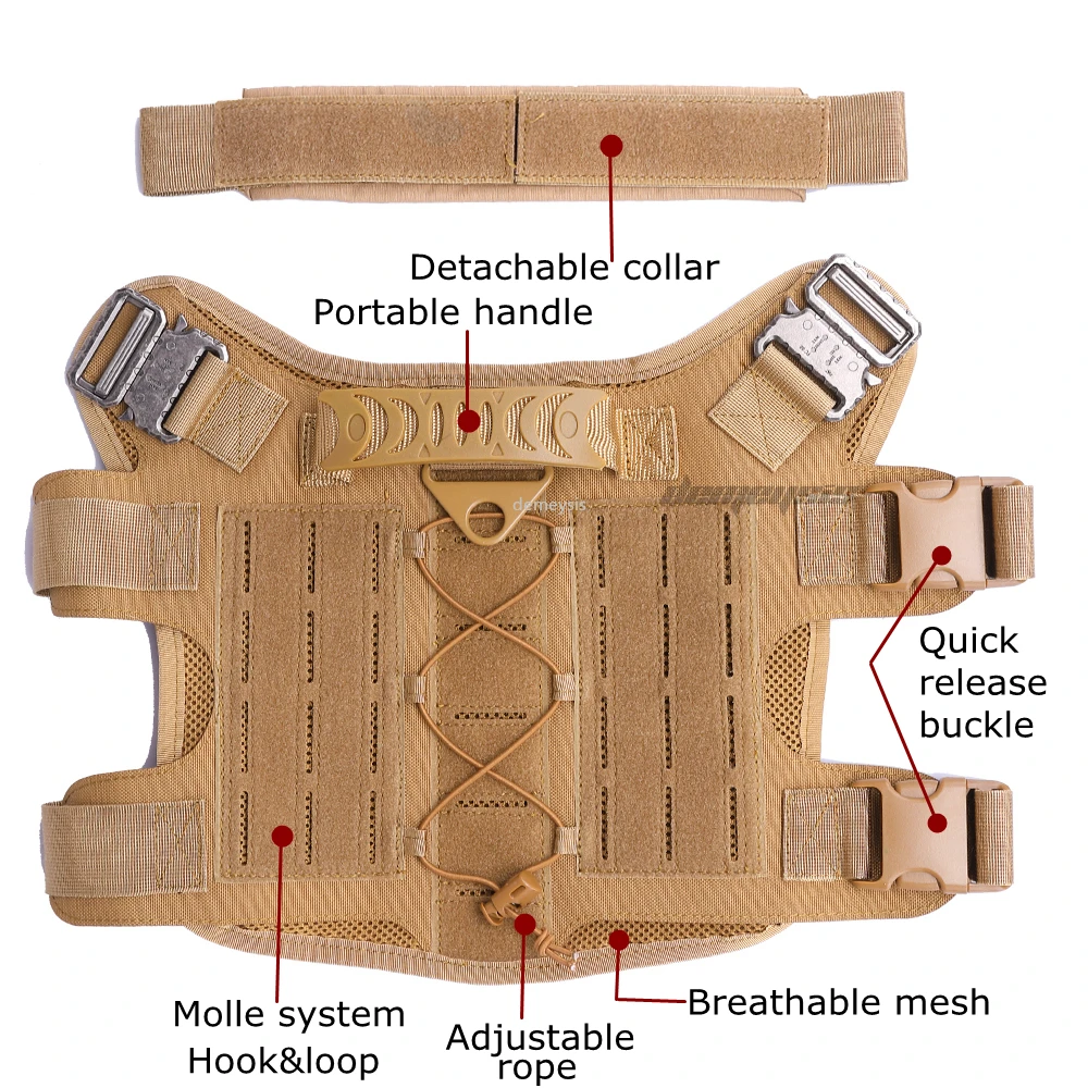 Tactical Dog Clothes Harness Adjustable Training Hunting K9 Police Dog ...