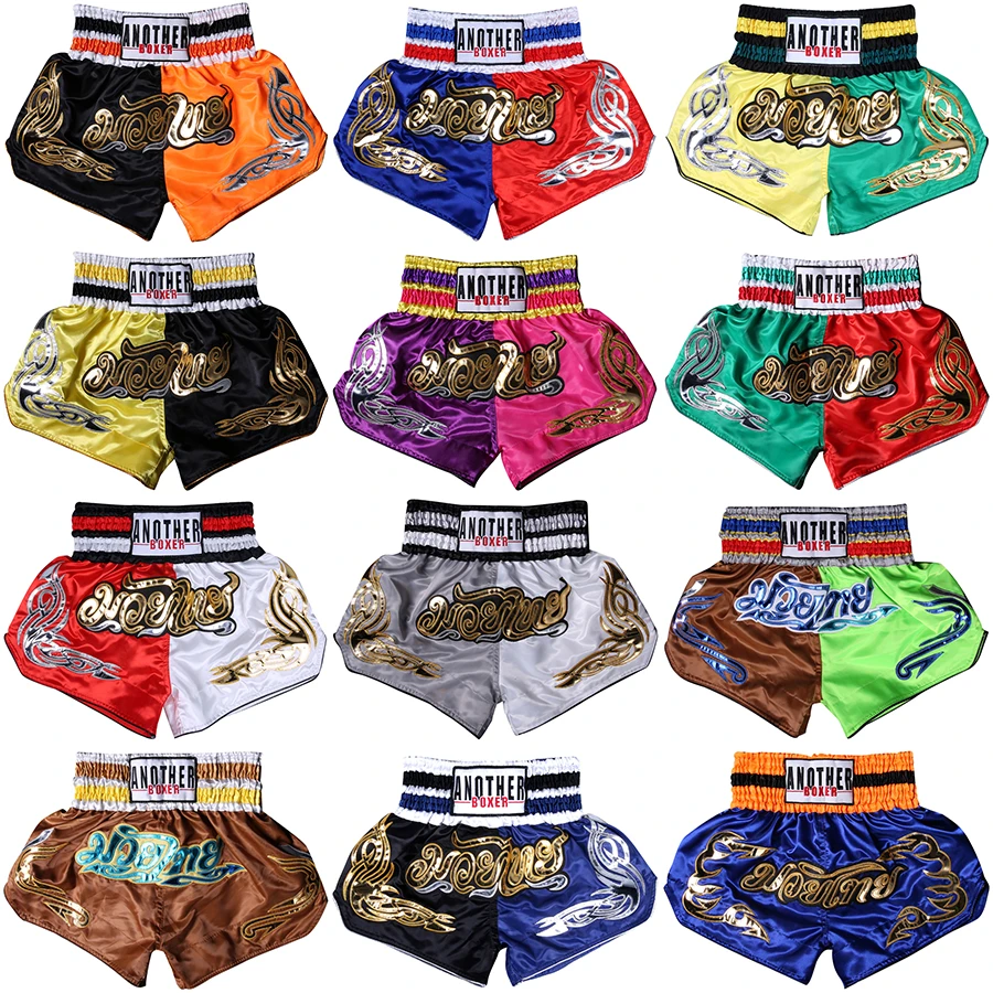 Men's Muay Thai Fight Shorts MMA Grappling Kick Boxing Trunks Martial ...