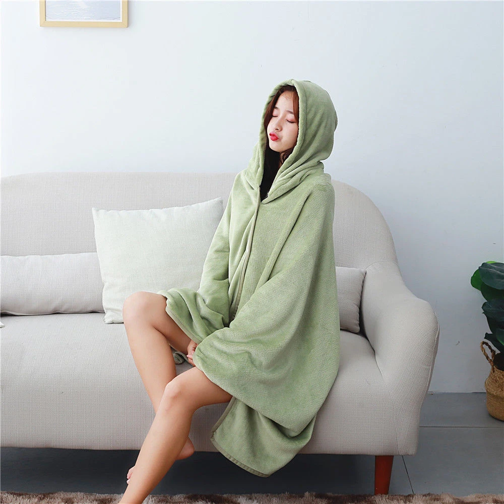 Textile City Ins Hooded Blanket Trend Plush Thick Throw With Buttons ...