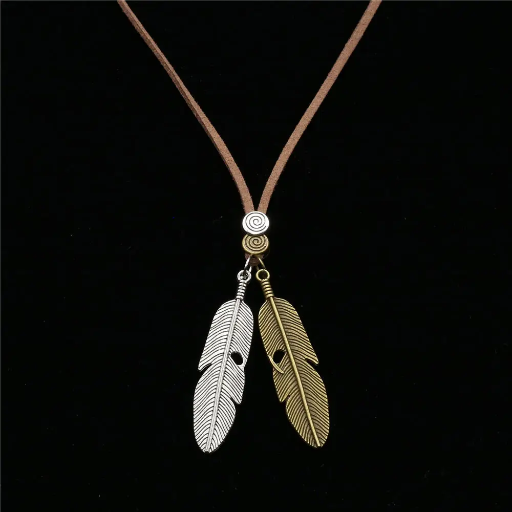 Long collier avec pendentif plume et aile d'ange pour homme et femme ...