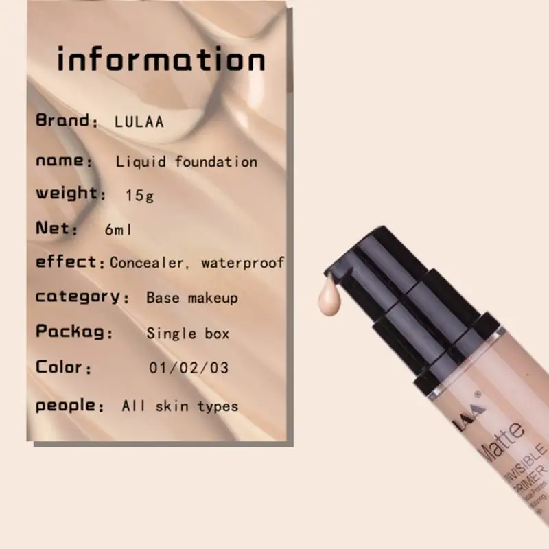 LULAA, Жидкая основа, основа для лица, макияж, крем, консилер, контроль жирности, основа для ...