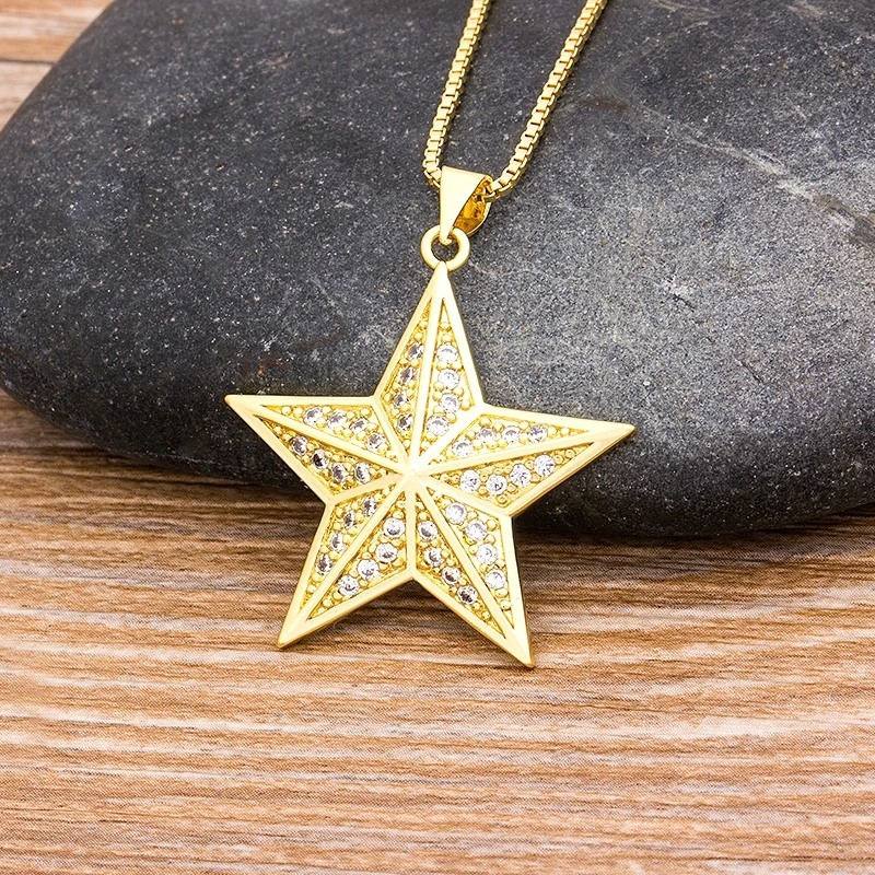 Hot-Sale-Star-Shape-Pendant-Necklace-For-Women-Girls-Luxury-Crystal ...