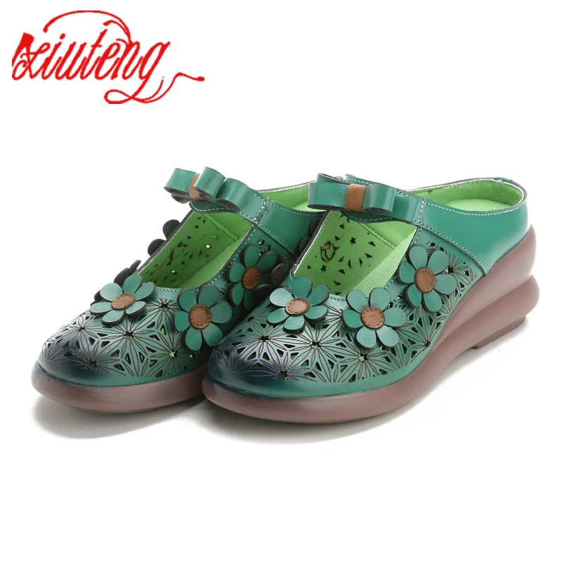 Xiuteng Spring Handmade Cow Leather Women's Shoes Wedges Ethnic Style ...