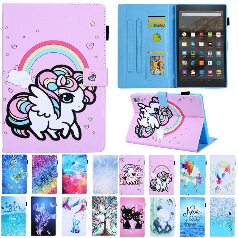 Cute Unicorn Panda for Amazon Kindle Fire HD 8 Plus Case 2020 PU ...