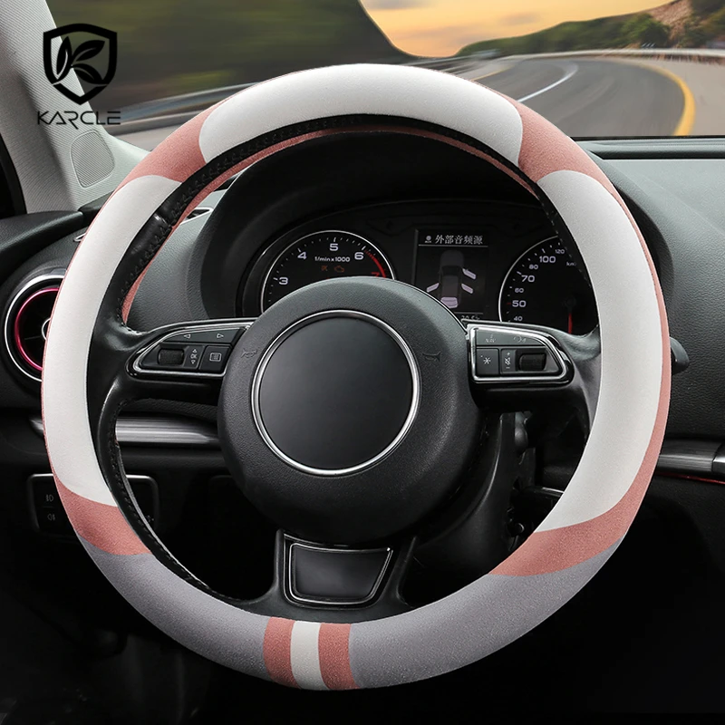 Universal-Cute-Car-Steering-Wheel-Cover-38cm-Suede-Leather-Auto ...