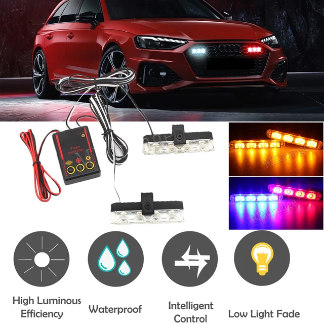 2×4 Led Strobe Warning Police Light Automobiles 12V Car Truck Flashing ...