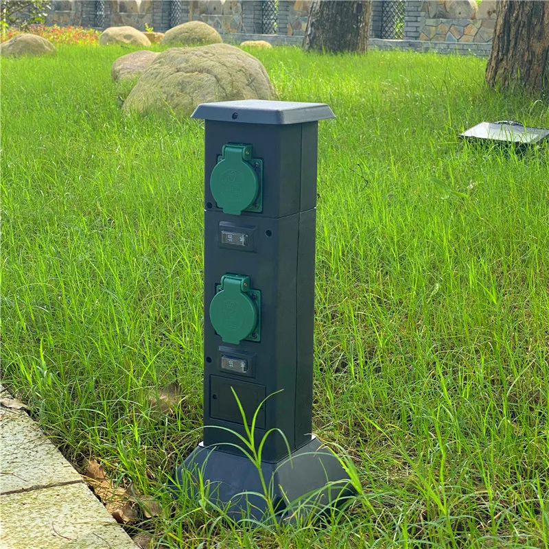 Garden-Socket-4-Way-EU-Sockets-Waterproof-Energy-Column-Plastic-Power ...