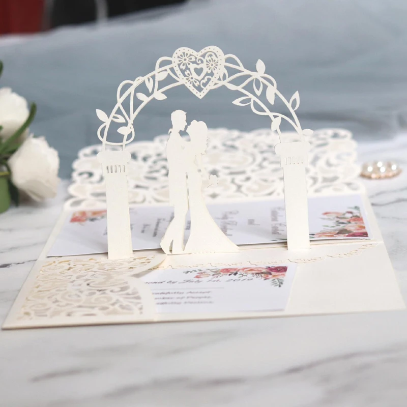 Greeting Cards 3D Pop up Wedding Card Wedding Card Paper Paper & Party ...