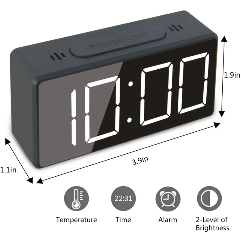 Pequeño Mini reloj despertador Digital para viajar con pantalla LED de ...