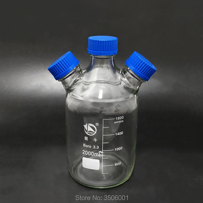 Reagent Bottle,with 3 Blue Screw Covers,borosilicate Glass 3.3,capacity ...