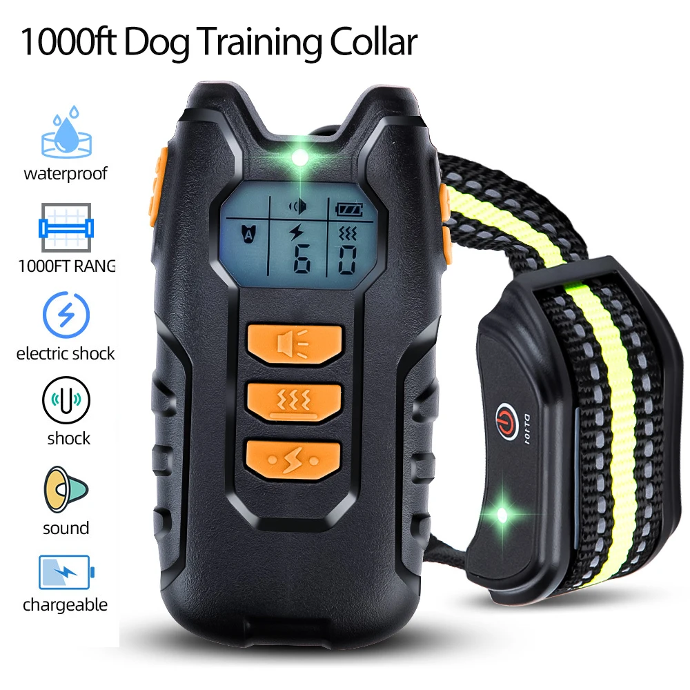 Collar de entrenamiento eléctrico para perro, collares de mascotas de 300m, control remoto con ...