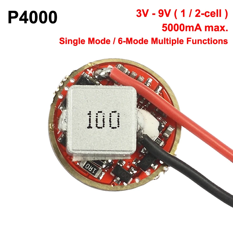 P4000 20mm 5A 1 or 2 cell 3V 9V Buck Driver Board High Power LED ...