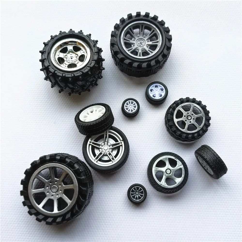 2Pcs/Lot 18 Types Mini Toy Car Wheels DIY Model Plastic Rubber Tires ...