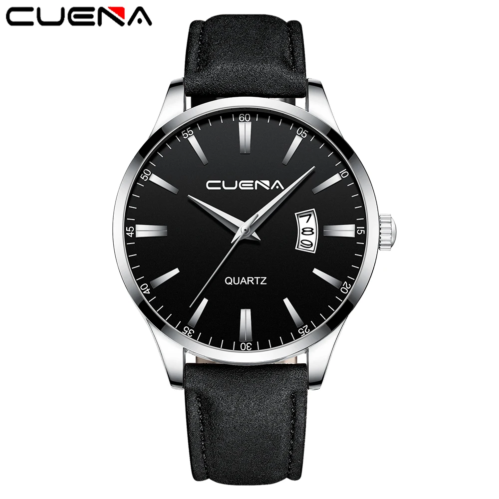 Cuena Brand Men's Watch Top Luxury Casual Leather Quartz Clock Men's ...