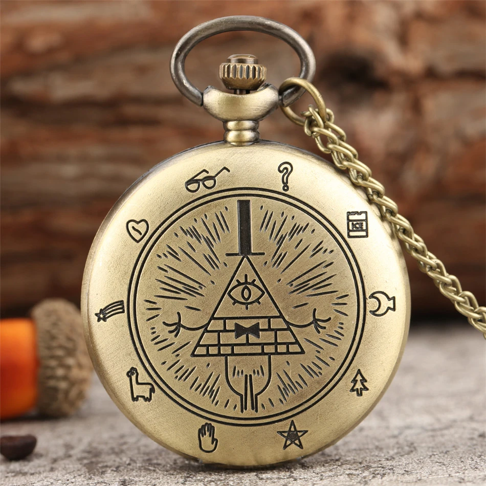 Retro Bronze / Black / Retro Grey Bill Cipher Theme Quartz Pocket Watch ...