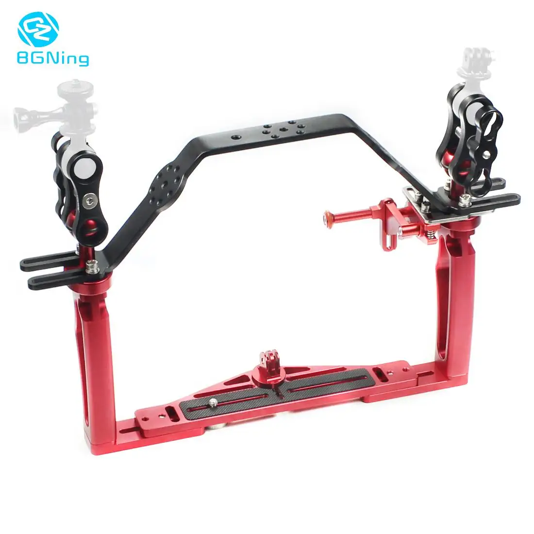Aluminium-Diving-DSLR-Cameras-Cage-Dual-Handheld-Tray-Bracket-w-Buttery ...