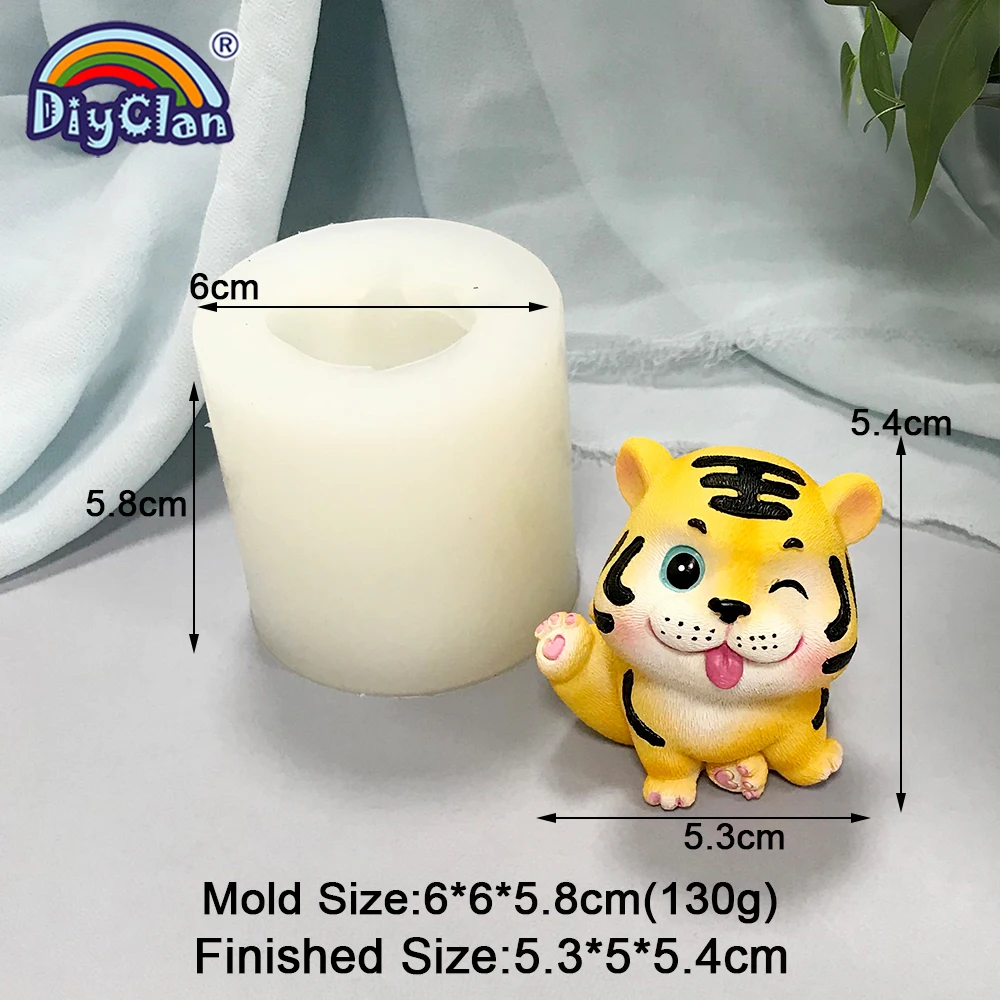 3D silicone mold Tiger mother with baby for soap candle gypsum ...
