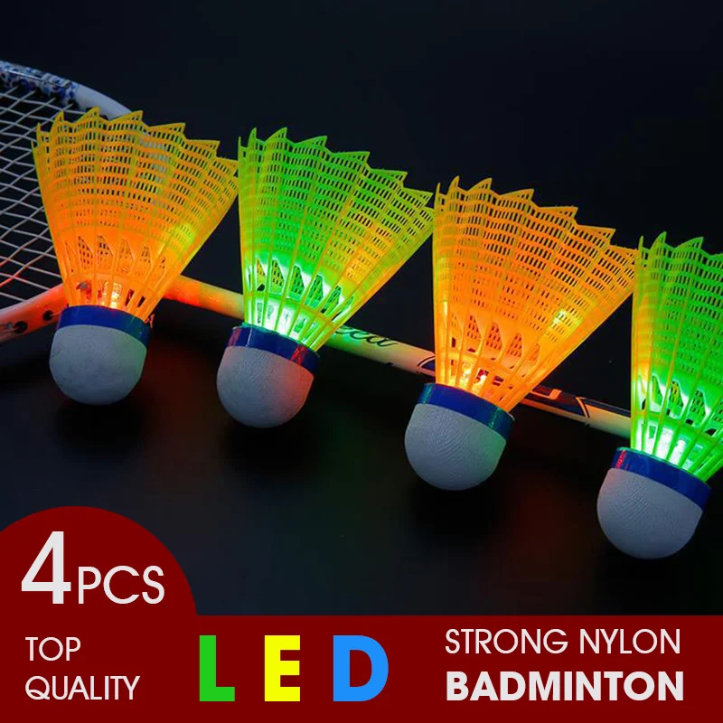 WELKIN-4pcs-Dark-Night-LED-Glowing-Light-Up-Strong-Nylon-Badminton ...