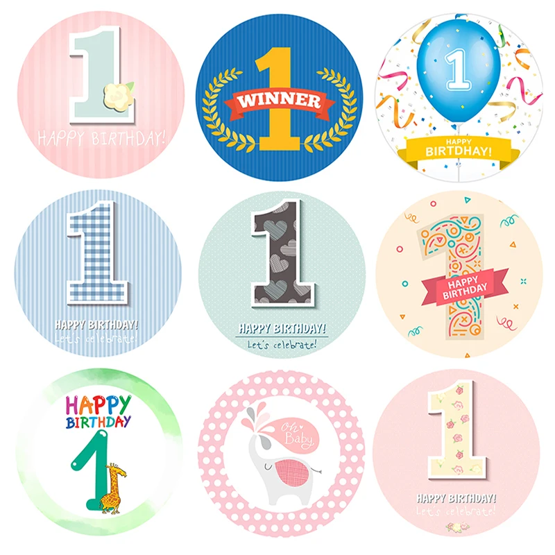 1st-Year-Boy-Girl-Birthday-Stickers-Baby-Shower-First-Birthday-Party ...