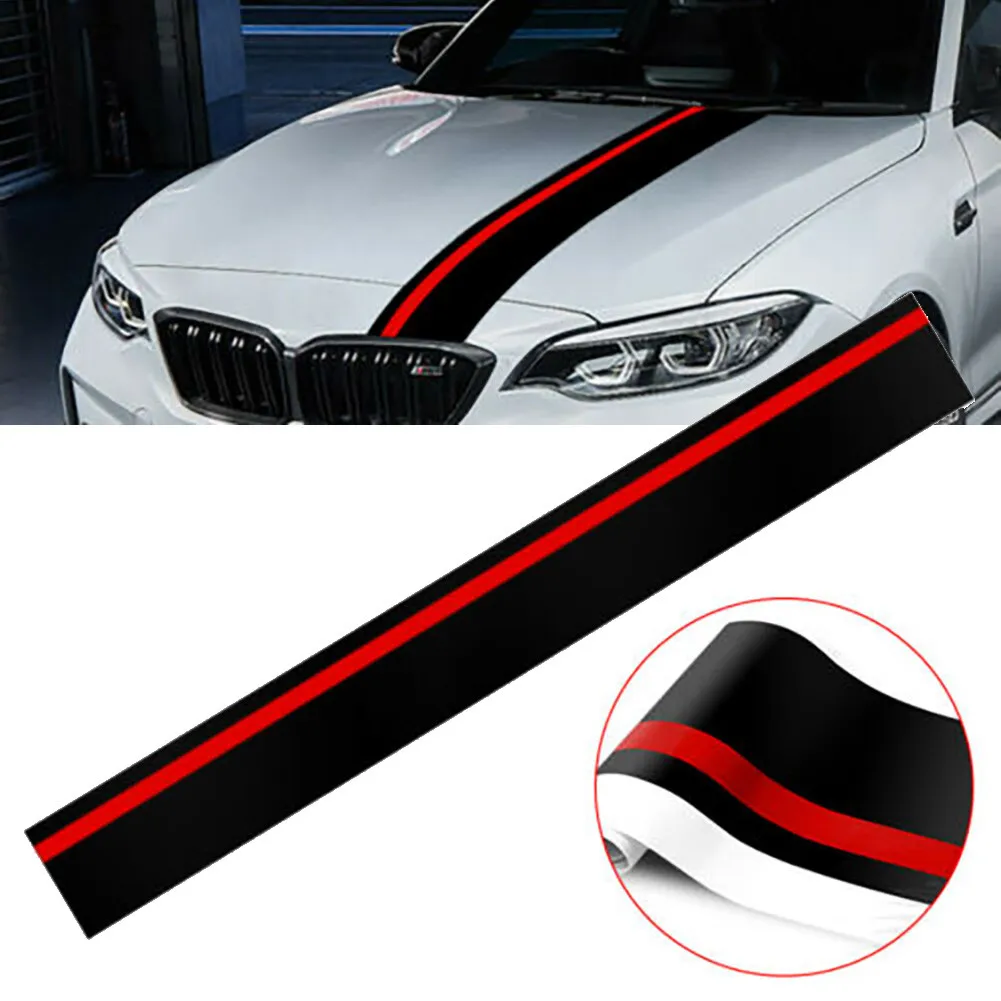 Matte Black Red Rally Car Sticker Stripes Racing Styling Car Body Front ...