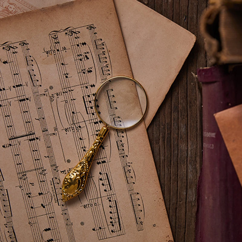 Retro 5X Magnifying Glass Handheld Magnifier Wooden Handle Optical Eye ...