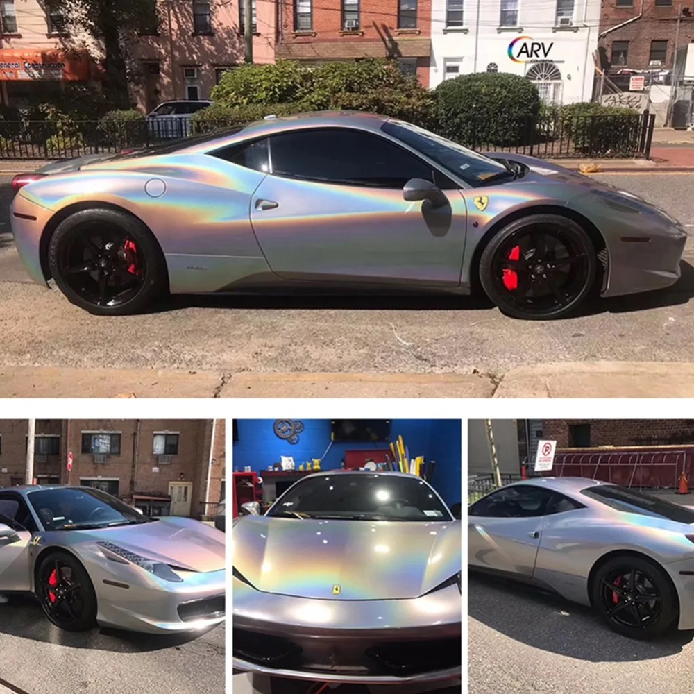 Holographic-Rainbow-Laser-Silver-Vinyl-Wrap-Roll-Decals-Car-Stickers ...