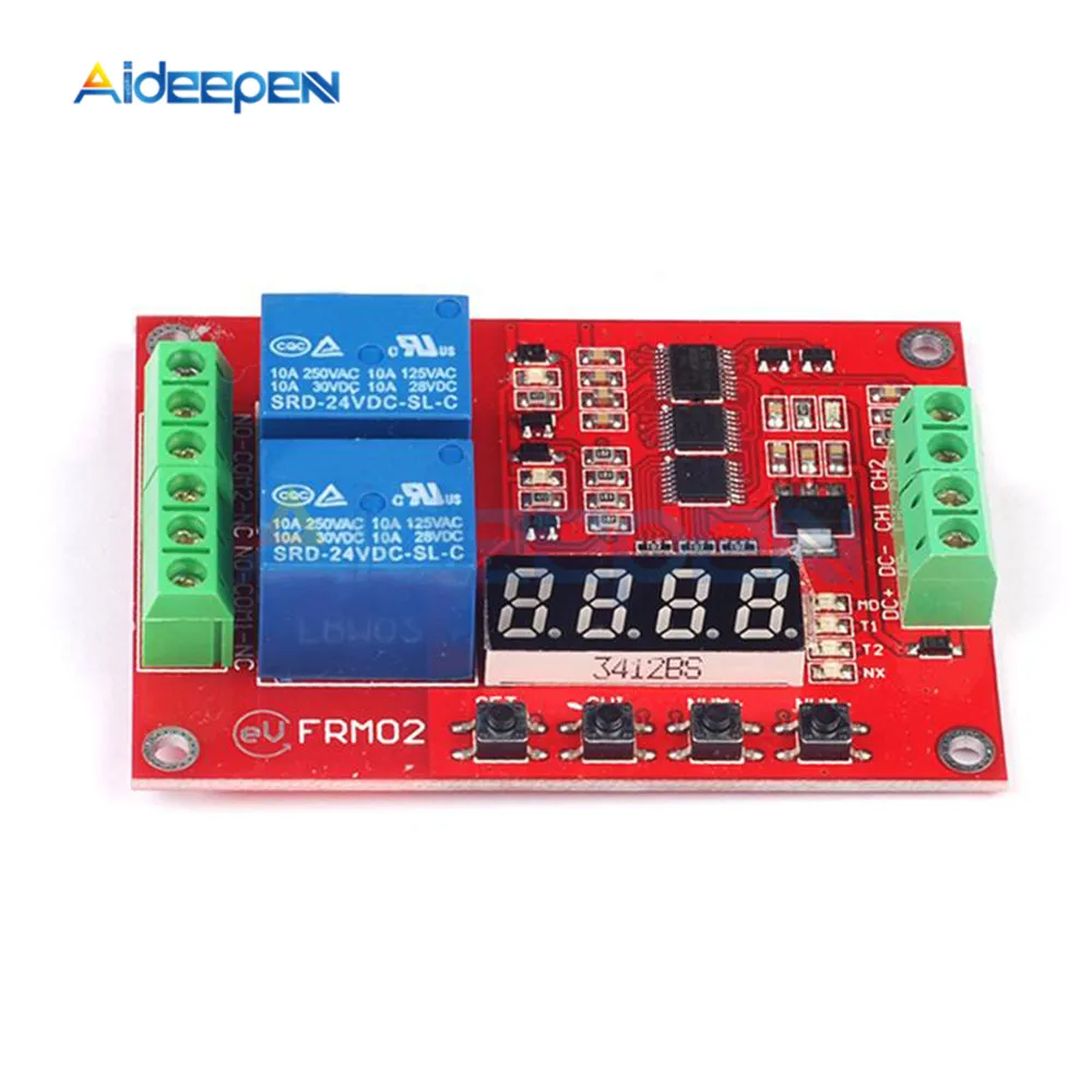 DC 5V 12V 24V 2 Channel Multi Function Relay Module Time Delay Relay Self Lock Cycle Timing ...