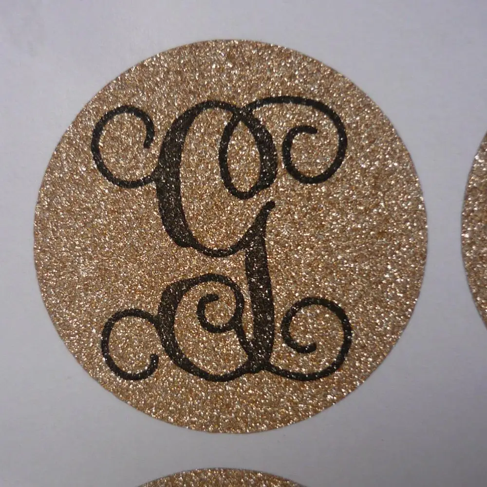 Letter G Rose Gold Glitter Cursive Letter Sticker With Customized Texts ...