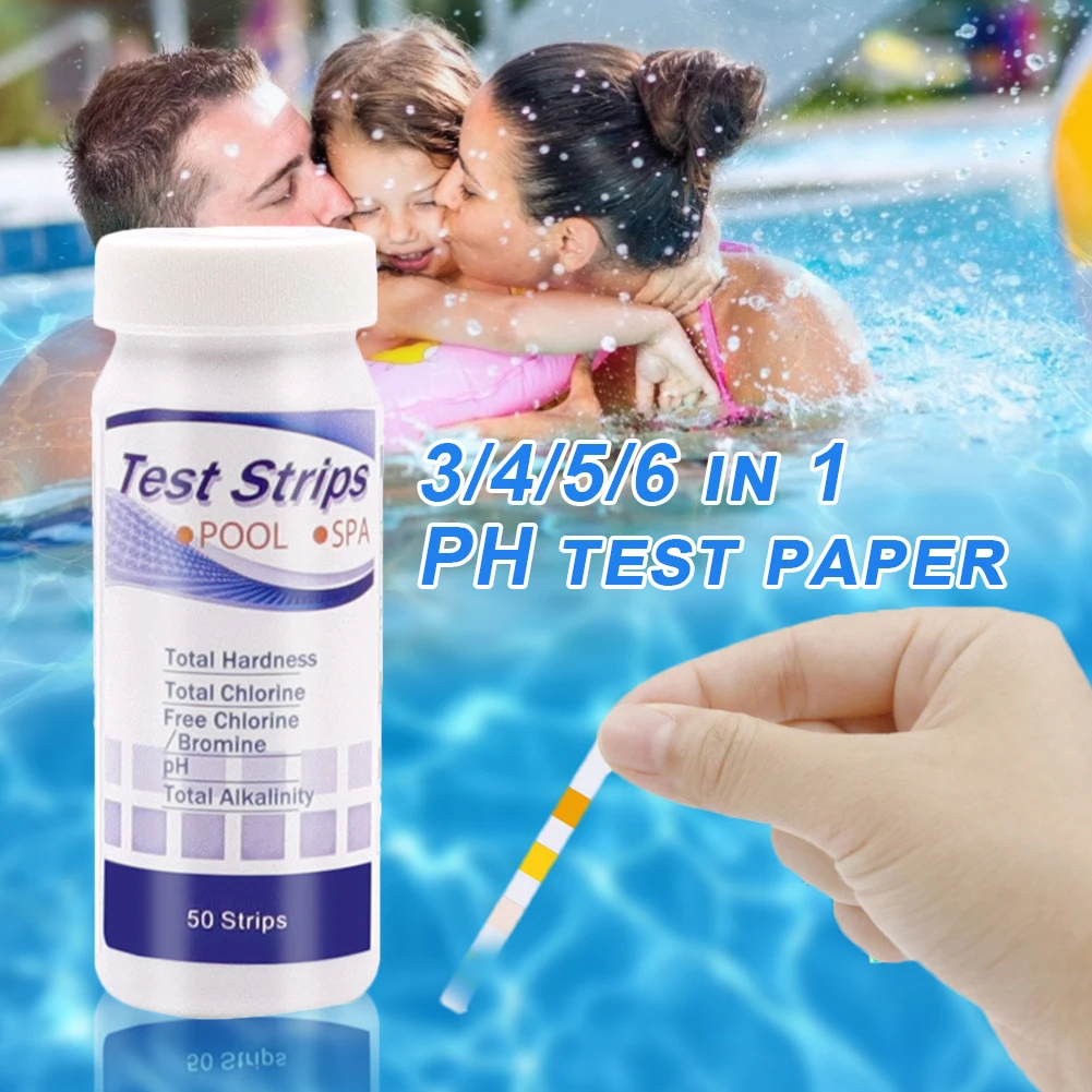 50 pcs/bottle 3-In/4-In/5-In/6-In-1 Swimming Pool PH Test Paper ...
