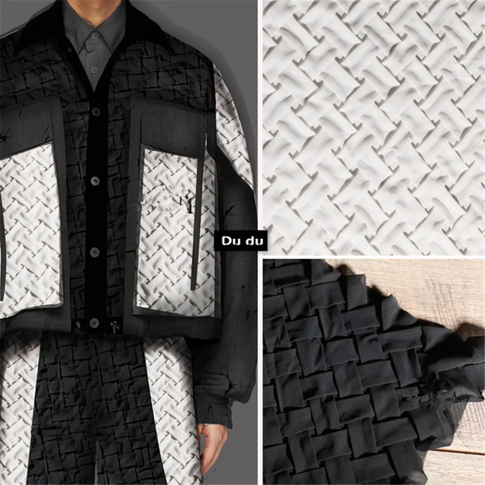 80-60cm-3D-Creases-Texture-Clothing-Fabric-Weaving-Staggered-Square ...