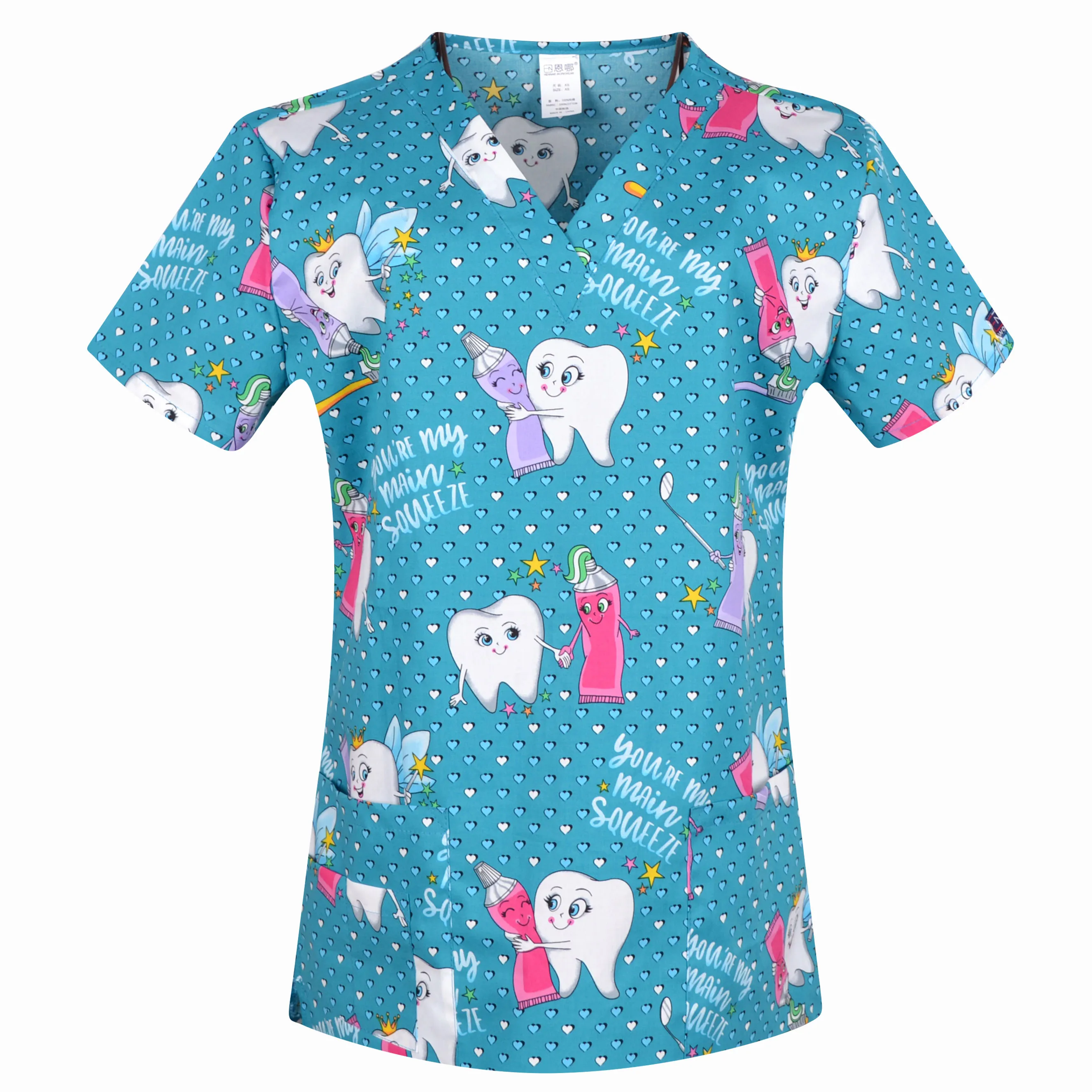 Women Scrub Top with V neck 100% Cotton Dentist Scrub Uniforms ...