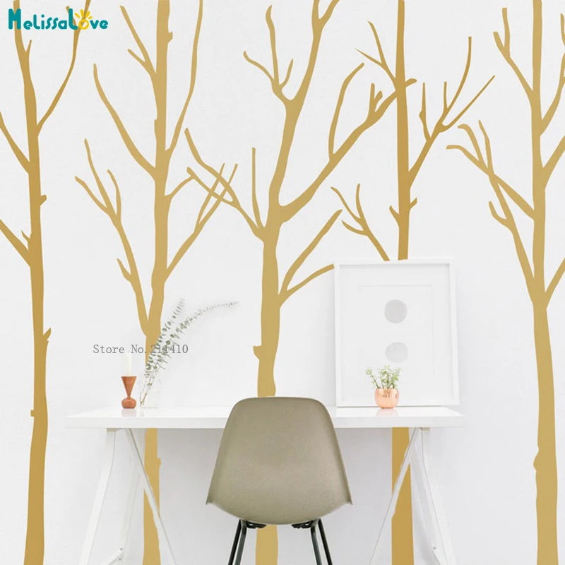Winter Leafless Trees Silhouettes Forest Wall Stickers Custom Vinyl Art ...