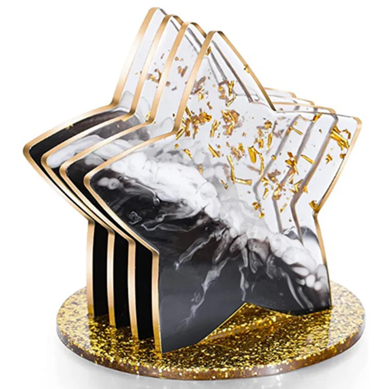 Five-Pointed-Star-Coaster-Table-Silicone-Mold-DIY-Mirror-Coaster-Holder ...