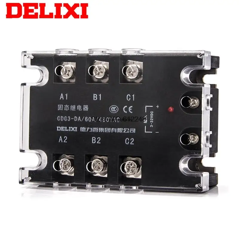 DELIXI 3 Phase Solid State Relay SSR DC-AC CDG3-DA 10A 25A 40A 60A 80A 100A 150A DC Control AC ...