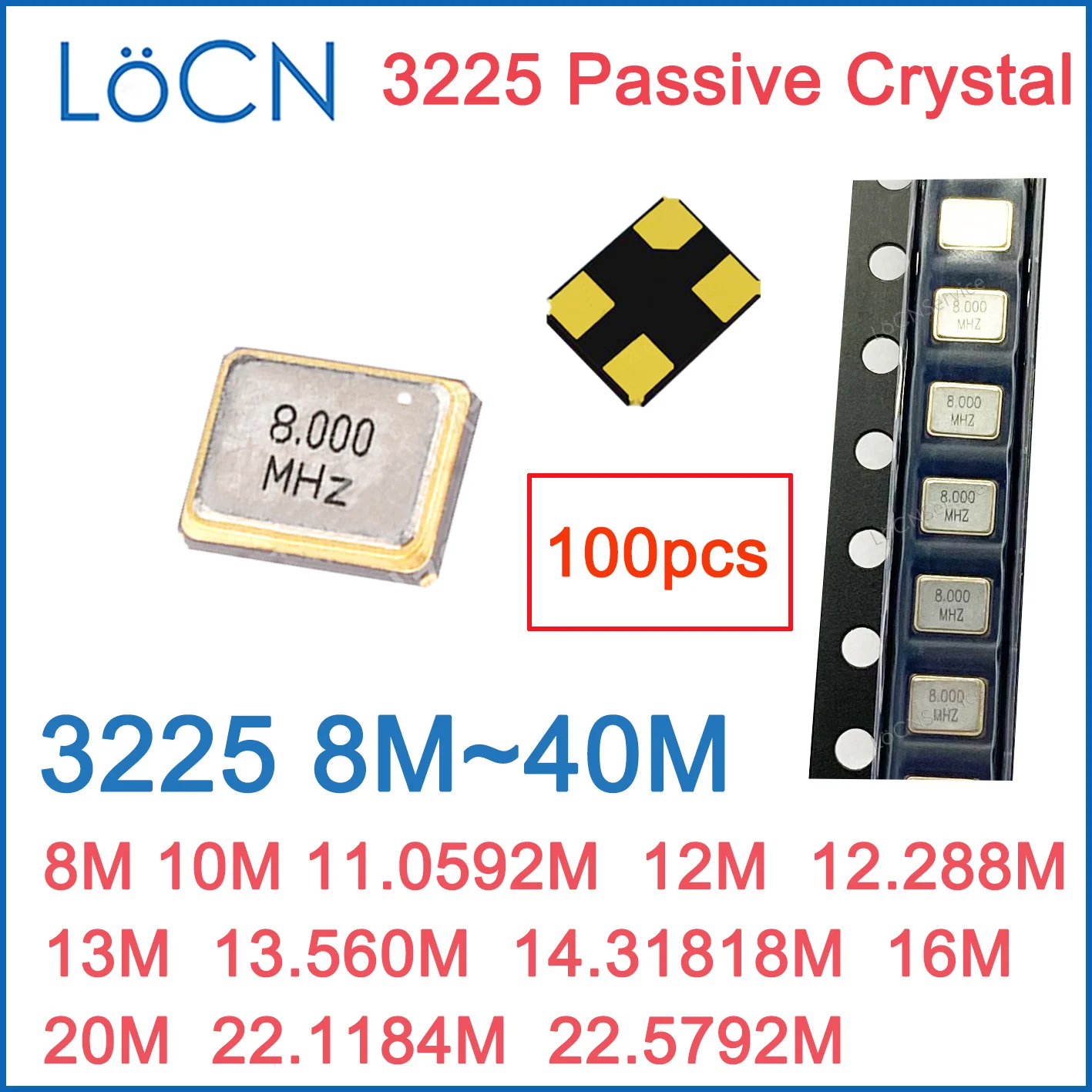 crystal oscillator 3225 8M 10M 11.0592M 12M 12.288M 13M 13.560M 14.31818M 16 20M 22.1184M 22. ...