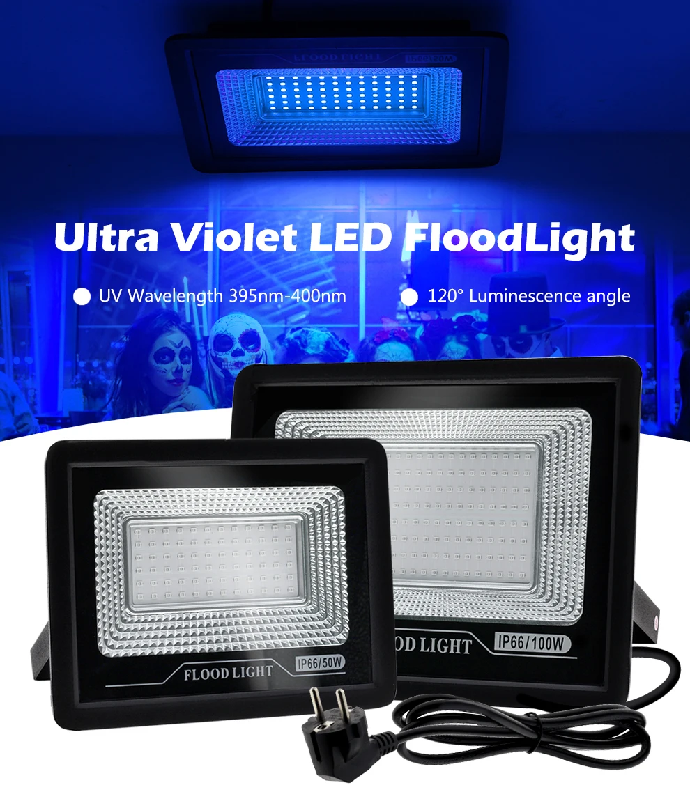 Projecteur UV LED 100W 150W IP66 Étanche Ultraviolet Fluorescent,395nm 400nm,Lampe de ixd ...